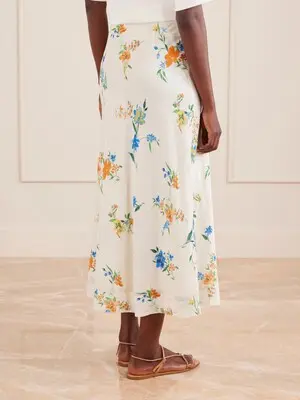 SKALL STUDIO Mila Floral-print Organic Cotton Midi Skirt