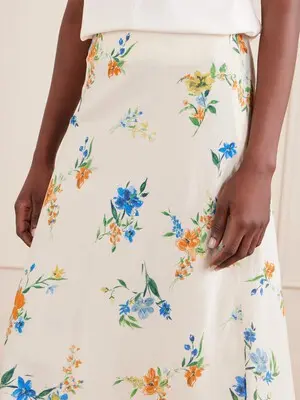SKALL STUDIO Mila Floral-print Organic Cotton Midi Skirt