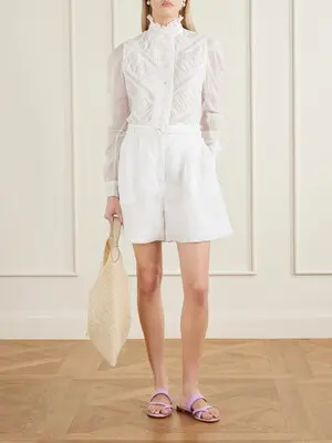 Thierry Colson Ruffled Cotton-voile Blouse