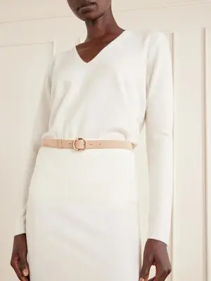 Gabriela Hearst Elster Suede Belt With Rose Gold-tone Buckle - Neutrals