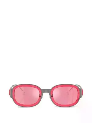 DIESEL® Logo Plaque Oval Frame Sunglasses - Grey