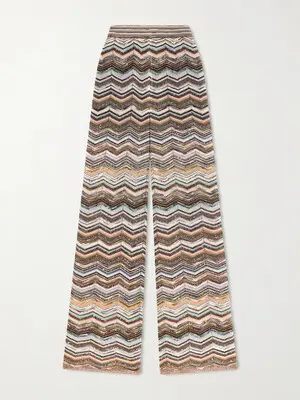 Missoni Striped Metallic Crochet-knit Wide-leg Pants - Multi