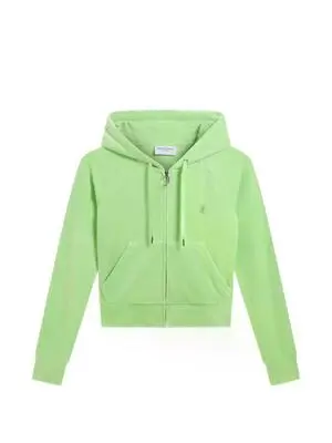 Juicy Couture Diamanté Velour Zip-through Hoodie - Green