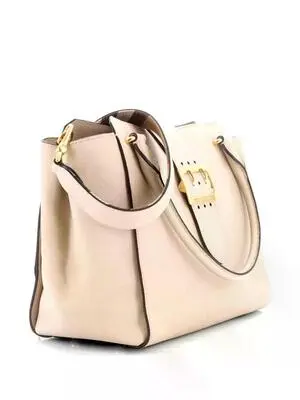 Burberry Medium Leather Tote Bag With Buckle Detail