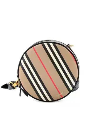 Burberry Louise Round Bag Icon Stripe E-canvas Belt Bag - Brown