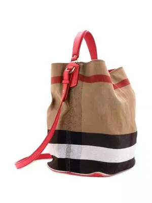 Burberry Ashby House Check Canvas Medium Bucket Bag