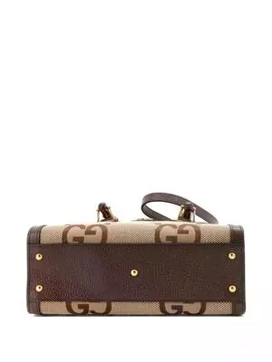 Gucci Diana Jumbo Gg Canvas Small Tote Bag With Bamboo Handles - Brown