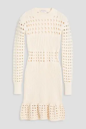 Alexander McQueen Open-knit Cotton-blend Mini Dress - Ivory