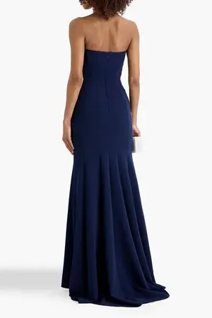 Jenny Packham Embellished Crepe Gown - Navy