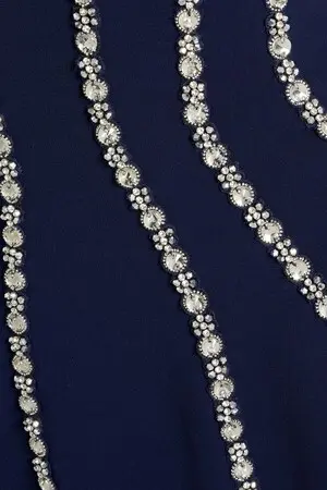 Jenny Packham Embellished Crepe Gown - Navy