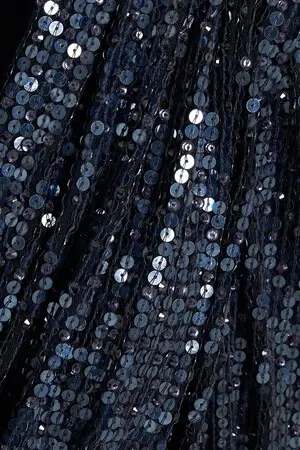 Jenny Packham Draped Sequin Embellished Tulle Top - Midnight Blue