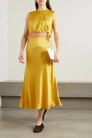 Tove Clover Silk-satin Midi Skirt