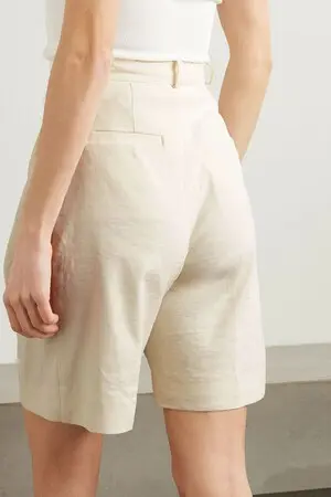Tove Bella Pleated Linen-blend Shorts - Ivory