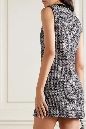 SELF-PORTRAIT Sequin-embellished Bouclé Tweed Mini Dress