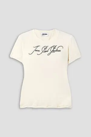 JEAN PAUL GAULTIER Embroidered Printed Lyocell-blend Jersey T-shirt