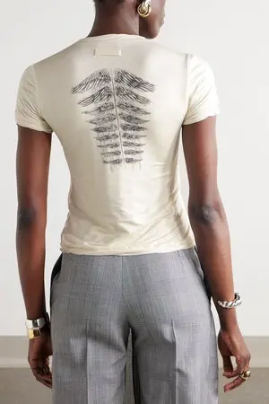 JEAN PAUL GAULTIER Embroidered Printed Lyocell-blend Jersey T-shirt