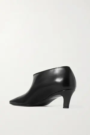 TOTEME Wide Shaft Glossed Leather Ankle Boots - Black