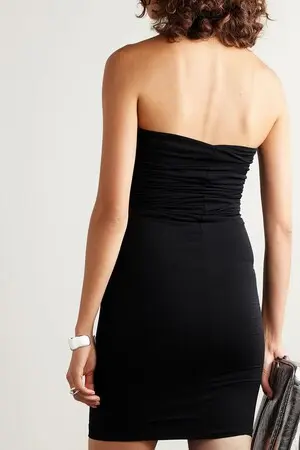 Rick Owens Stretch-jersey Ruched Strapless Mini Dress
