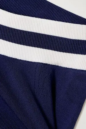 Rabanne Logo Intarsia Striped Ribbed-knit Shorts