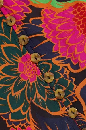 Farm Rio Floral Print Satin Midi Dress