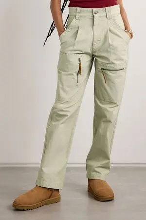 MARANT ETOILE Kanna Pleated Cotton-canvas Straight-leg Cargo Pants
