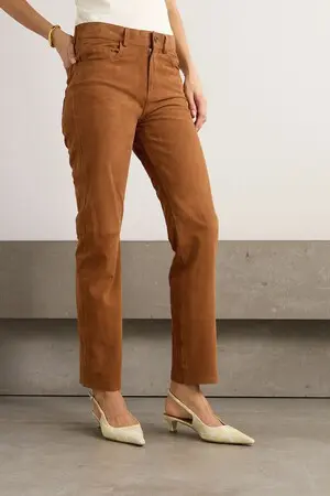 BLAZÉ MILANO Paneled Suede Straight-leg Pants