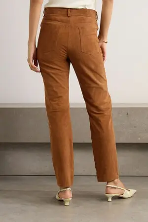 BLAZÉ MILANO Paneled Suede Straight-leg Pants
