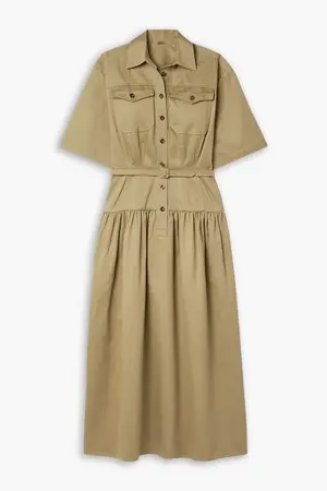 Adam Lippes Edie Belted Midi Shirt Dress