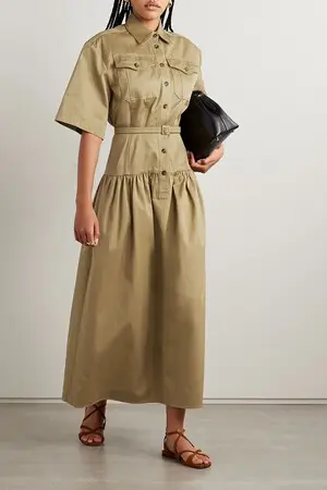 Adam Lippes Edie Belted Midi Shirt Dress
