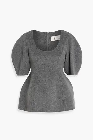 RÓHE Wool And Cashmere-blend Top With Puff Sleeves - Anthracite