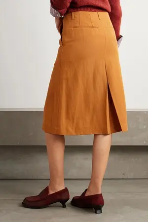 Dries Van Noten Pleated Wool-blend Twill Midi Skirt