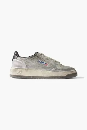 AUTRY Super Vintage Distressed Leather And Suede Sneakers