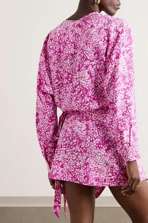 Isabel Marant Étoile Gathered Printed Silk-blend Crepe Mini Dress