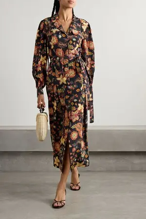 Ulla Johnson Giselle Belted Floral-print Silk Midi Dress