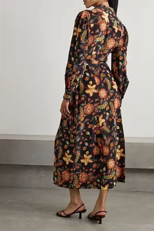 Ulla Johnson Giselle Belted Floral-print Silk Midi Dress