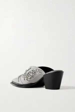 JIMMY CHOO Cece Ii 60 Embroidered Crystal-embellished Metallic Canvas Mules