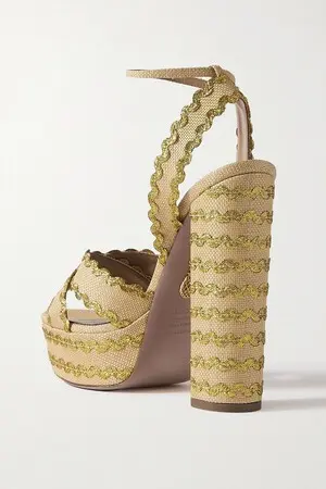 AQUAZZURA Ric Rac 140 Raffia Platform Sandals