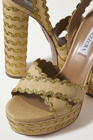 AQUAZZURA Ric Rac 140 Raffia Platform Sandals