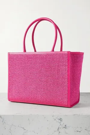 AQUAZZURA St. Tropez" Beaded Raffia And Leather Tote