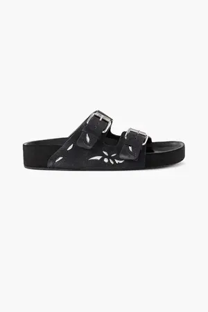 Isabel Marant Étoile Lennyo Embroidered Suede Slides