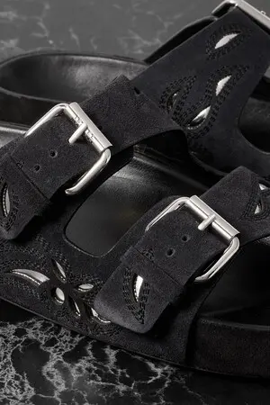 Isabel Marant Étoile Lennyo Embroidered Suede Slides