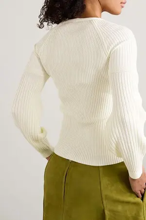 Max Mara Ribbed Cotton V-neck Sweater