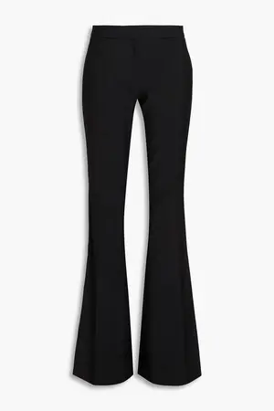 Alexander McQueen Wool Crepe Flared Pants With Silk-satin Trims