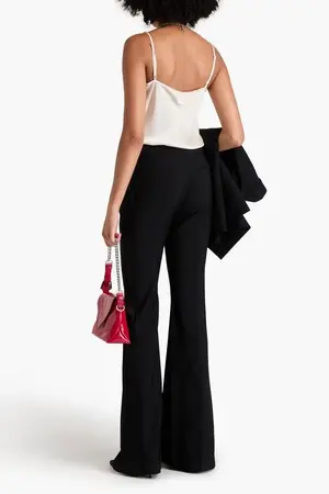 Alexander McQueen Wool Crepe Flared Pants With Silk-satin Trims