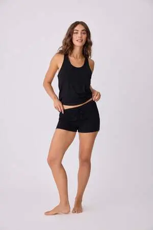 PJ Salvage Lace Trim Ribbed Sleep Shorts