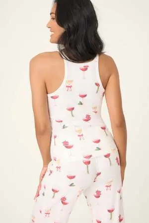 PJ Salvage Holiday Wine Print Racerback Tank