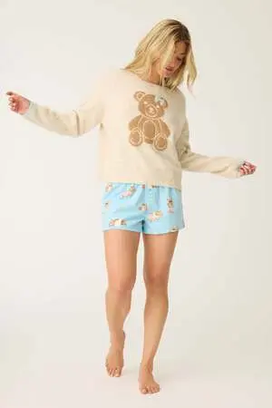 PJ Salvage Bear Print Flannel Shorts