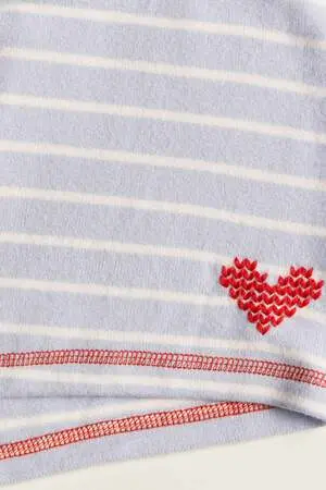 PJ Salvage Striped Racerback Tank With Heart Embroidery