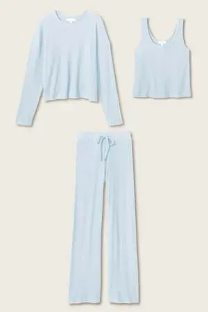 PJ Salvage 3-piece Luxe Ribbed Pajama Set - Celestial