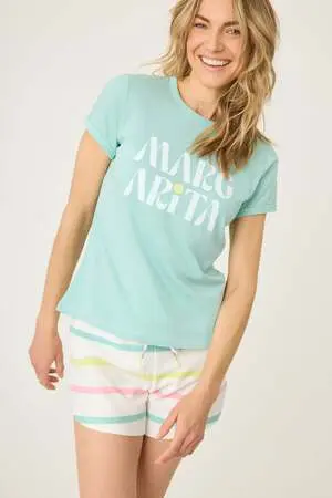 PJ Salvage Super-soft Cotton Limes & Sunshine Lounge Shorts Pajama Set - Multi